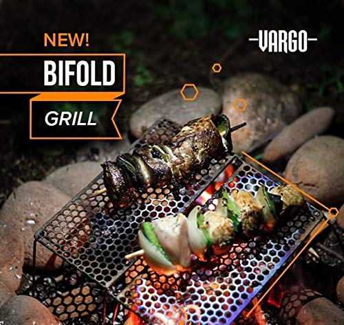 Vargo Titanium Bifold Grill | Foldable Campfire Grill for Outdoor Cooking | Portable Titanium Grill Surface with Legs | 60+ Square Inch Cooking Surface for Backpackers and Campers