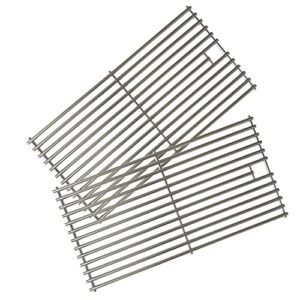 GRILLJOB 2 Pack 16 15/16" x8 5/16" Stainless Steel 304 Grill Grates Replacement Upgraded with Finger Lifting Hole for Kenmore CharBroil Broil King Kirkland Master Chefand Thermos Grill Models, SC1702