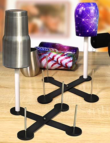 Drying Stander Holder of Tumbler Cup Spinner，Tumbler Drying Rack for DIY Craft Glitter Epoxy Tumblers Cup Turner Kit Stainless Steel Material,Suitable for Different diameters (2pcs)