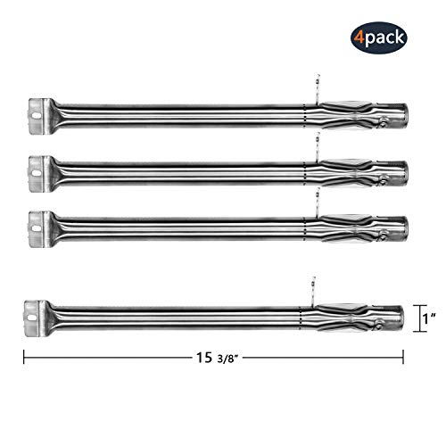 Hongso SBF231 15 3/8" Universal BBQ Gas Grill Replacement Stainless Steel Pipe Tube Burner for BBQ Pro, Kenmore Sears, K Mart Part, Members Mark Part, Outdoor Gourmet, Lowes Model Grills, 4-Pack