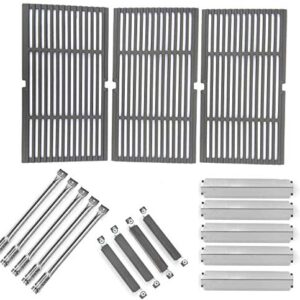 Repair Kit for Charbroil Commercial 463268806 BBQ Gas Grill Includes 4 Crossover Tube Burners, 5 Stainless Heat Plates, 5 Stainless Steel Burners and Porcelain Grates