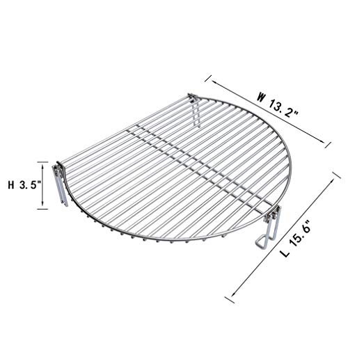 Onlyfire Stainless Steel Grill Expander Cooking Grate Fits for Charcoal Kettle Grills like Weber,Char-Broil and Ceramic Grills like Large Big Green Egg,Kamado Joe Classic,Pit Boss,Louisiana