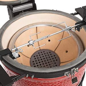 Skyflame Stainless Steel Rotisserie Kit with Heavy Duty Rotisery Motor & Accessories - Compatible with Large BGE | Kamado Joe | Pit Boss & Other Outer Diameter 21.5"-23", 28"-29.5" Ceramic Grill