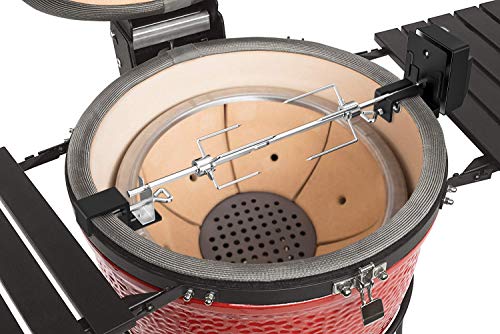 Skyflame Stainless Steel Rotisserie Kit with Heavy Duty Rotisery Motor & Accessories - Compatible with Large BGE | Kamado Joe | Pit Boss & Other Outer Diameter 21.5"-23", 28"-29.5" Ceramic Grill