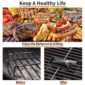 NEXCOVER BBQ Grill Brush – 18” Barbecue Cleaning Brush, Stainless Steel Grill Grate Cleaner, Safe Wire Scrubber, 3 in 1 Bristles BBQ Brush, Triple-Headed BBQ Tools, Grill Accessories for Grill Grates