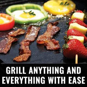 Grillaholics Grill Mat - Set of 3 Heavy Duty BBQ Grill Mats - Non Stick, Reusable and Dishwasher Safe Barbecue Grilling Accessories - Lifetime Manufacturers Warranty