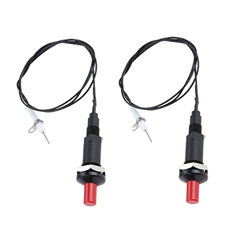 Guofulda 2 Sets Grill Piezo Igniters, Type of 1 Out 2 Electrode 200 Degree Resistance Wire 1 Meter, with Cable Push Button Igniter, Fit for Gas Fireplace, Oven, Heater, Kitchen lgniter