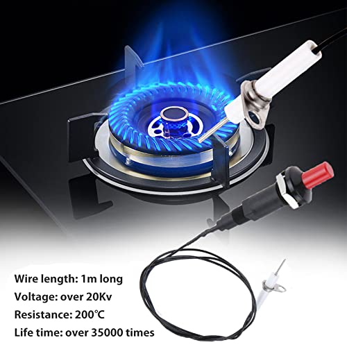 Guofulda 2 Sets Grill Piezo Igniters, Type of 1 Out 2 Electrode 200 Degree Resistance Wire 1 Meter, with Cable Push Button Igniter, Fit for Gas Fireplace, Oven, Heater, Kitchen lgniter