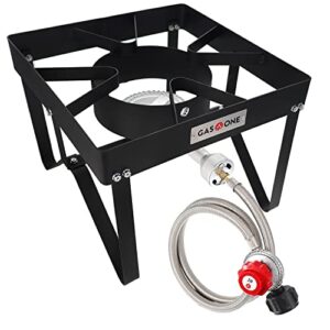 gasone b-5200k outdoor cooker with high pressure steel braided hose propane burner camp stove