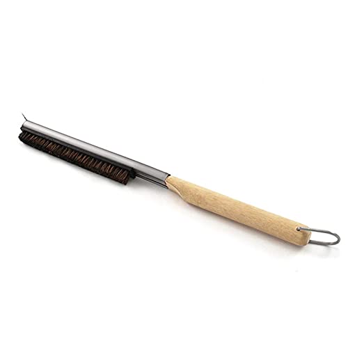 Pizza Oven Brush, Barbecue Grill Brush and Scraper, Extended Large Wooden Handle, Portable Pizza Oven Accessories BBQ Grill Long Handle Stone Cleaner