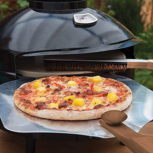 Pizza Oven Brush, Barbecue Grill Brush and Scraper, Extended Large Wooden Handle, Portable Pizza Oven Accessories BBQ Grill Long Handle Stone Cleaner