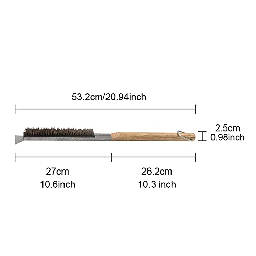 Pizza Oven Brush, Barbecue Grill Brush and Scraper, Extended Large Wooden Handle, Portable Pizza Oven Accessories BBQ Grill Long Handle Stone Cleaner