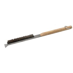 Pizza Oven Brush, Barbecue Grill Brush and Scraper, Extended Large Wooden Handle, Portable Pizza Oven Accessories BBQ Grill Long Handle Stone Cleaner