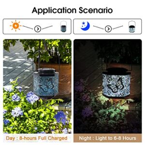 ielevations Hanging Butterfly Solar Lanterns Decor Outdoor Waterproof LED Hanging Solar Lanterns Metal Lantern Butterfly Solar Light for Patio Yard Garden Porch Table- 1 Pack (Butterfly)