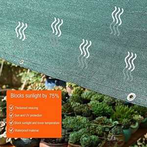 ALBN 75% Shade Netting Sunblock Shade Cloth Net Mesh Tarp HDPE UV-Resistant Protection Plants Flowers Outdoor Shade Screen, with Rope (Color : Green, Size : 1x2m)