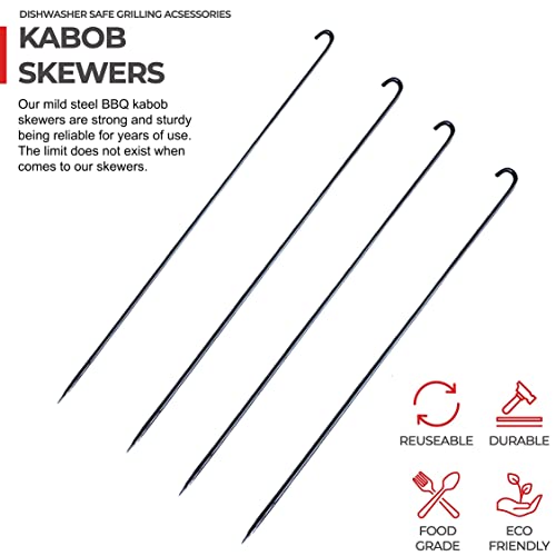 Metal Skewers, 39" in length BBQ/ Tandoor 6 mm thickness : Mild Steel (Pack of 4)