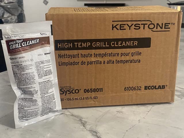 Keystone(TM) High Temp Grill Cleaner, Bundle of 6 x 3.6 oz pouches, for Kitchen, Food Truck, Professional Kitchen