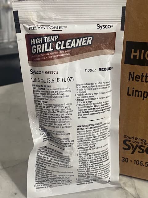 Keystone(TM) High Temp Grill Cleaner, Bundle of 6 x 3.6 oz pouches, for Kitchen, Food Truck, Professional Kitchen