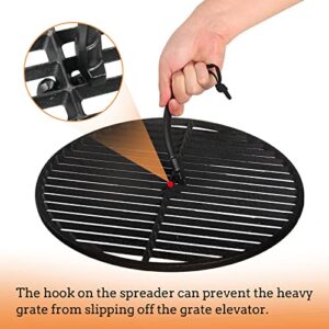 OLAMO BBQ Grate Lifter Gripper BGE Cast Iron Cooking Grid Lifter For Big Green Egg,Weber Grate Lifter Tool Kamado Grill Accessories Charcoal Smoker Set For Moving Cast Iron Or Steel Hot Plate Grate