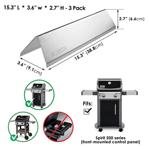 Hisencn 7642 Grill Igniter and 7635 15.3 Inches Flavor Bars for Weber Spirit I & II 200 Series, Spirit E210, S210, E220, S220 with Front Control Knobs, 304 Stainless Steel Heat Plate