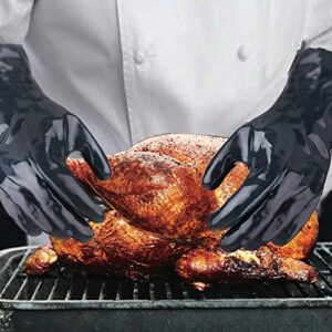 Flexzion BBQ Gloves Hot Food Gloves (1 Pair) - Griller Insulated Heat-Resistant Neoprene Durable and Reusable for Handling Hot Food Right Off BBQ Grill Meat, Steak, Turkey, Pulling Pork