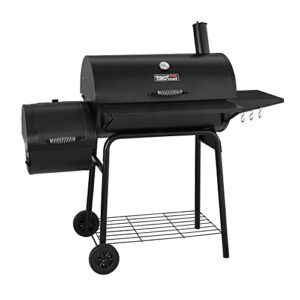 royal gourmet cc1830s 30" bbq charcoal grill and offset smoker | 811 square inch cooking surface, outdoor for camping | black