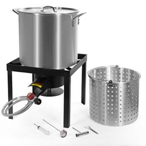 barton 64qt turkey deep fryer w/high pressure burner all purpose aluminum 100,000 btu outdoor boiler roaster clam bake crawfish pot boiling lid seafood cajun gas stove burner stand injector