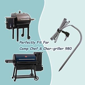 2-Pack Meat Probe Replacement for Char-Griller Gravity Fed 980 and Akorn auto-kamado and Camp Chef Wood Pellet Grills, with 2 Pack Probe Clips