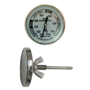 tel-tru bq100 barbecue grill thermometer, 1-3/4 inch dial, 2.13 inch stem, 150/700 degrees f