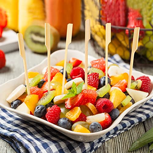 Bamboo Skewers 6 Inch,200 PCS Cocktail Skewers, Wooden Skewers for Appetizers，BBQ，Fruit Kabobs，Sandwich，Drink.