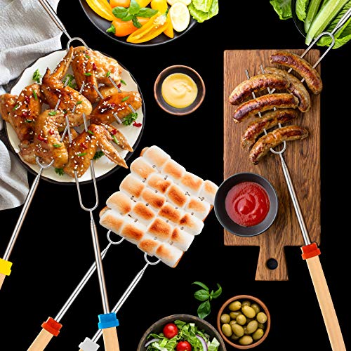 12 PCS Marshmallow Roasting Sticks, Telescoping Smores Sticks for Open Fire Pit, 32 Inch Long Marshmallow Toasting Barbecue Forks BBQ Smores Skewers for Campfire Camping Hotdog Hot Dog Bonfire Grill