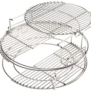 BBQ Expander Rack Kit, Big Green Egg Grill Accessories Large - Includes 2-Piece Multi-Function Rack, 1-Piece Conveggtor Basket, 2 Half-Moon Grids, Heavy-Duty Stainless