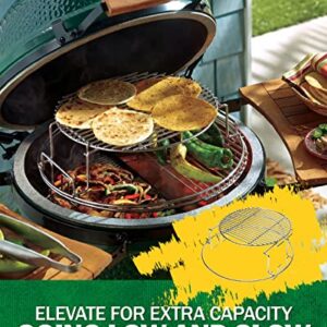 BBQ Expander Rack Kit, Big Green Egg Grill Accessories Large - Includes 2-Piece Multi-Function Rack, 1-Piece Conveggtor Basket, 2 Half-Moon Grids, Heavy-Duty Stainless