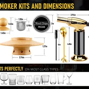 Cocktail Smoker Kit, Old Fashioned Kit for Whisky Bourbon, with Torch - Four Flavors Smoking Wood Chips, Drink Smoker Infuser Kit , Bar Set, Gifts for Him/Father/Husband/Friends（no Butane