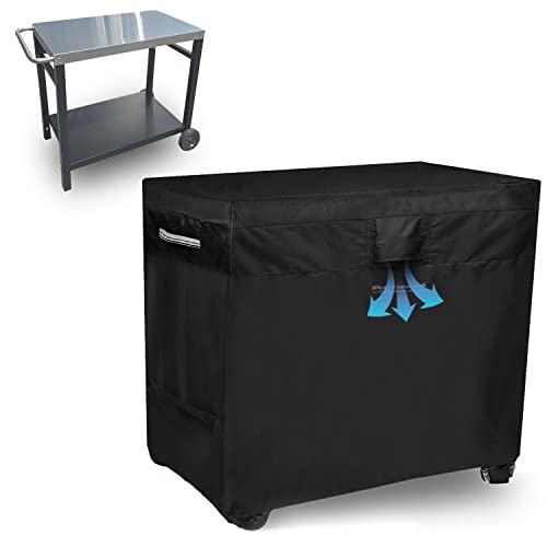 Outdoor Prep Station Cover for Royal Gourmet Double-Shelf Movable Dining Cart Table – Heavy Duty Waterproof Fabric – Outdoor Grill Cart Cover for Patio Bar Cart - All Weather, UV Resistant