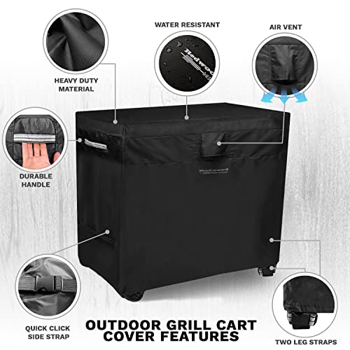 Outdoor Prep Station Cover for Royal Gourmet Double-Shelf Movable Dining Cart Table – Heavy Duty Waterproof Fabric – Outdoor Grill Cart Cover for Patio Bar Cart - All Weather, UV Resistant