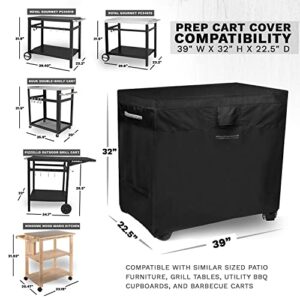 Outdoor Prep Station Cover for Royal Gourmet Double-Shelf Movable Dining Cart Table – Heavy Duty Waterproof Fabric – Outdoor Grill Cart Cover for Patio Bar Cart - All Weather, UV Resistant