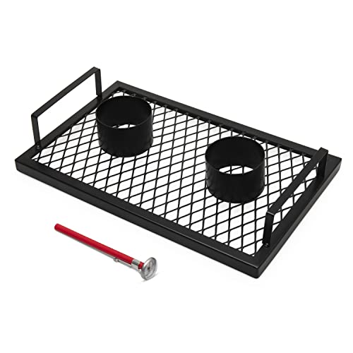 Veristic Accents Heavy Duty Double Beer Can Chicken Roasting Tray - Holds 2 Large Birds - Large Handles - Beer Can Chicken Holder for Grill and Smoker - Complete with Portable Meat Thermometer