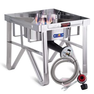 arc stainless steel single burner propane stove, 200,000btu high pressure outdoor gas stove cooker, 16.5"heavy duty square stove, burners for outdoor cooking turkey fryer, crawfish boil, homebrewing