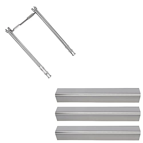 Votenli S763E (3-Pack) S6978E 16GA 15.3" Flavorizer Bars and Burner Replacement for Weber Spirit 200, Spirit E-210, E-220, Spirit S-210, S-220 Series Gas Grill, 7635 Heat Plates,69785 Burner