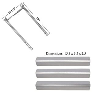 Votenli S763E (3-Pack) S6978E 16GA 15.3" Flavorizer Bars and Burner Replacement for Weber Spirit 200, Spirit E-210, E-220, Spirit S-210, S-220 Series Gas Grill, 7635 Heat Plates,69785 Burner