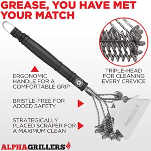 Grill Brush for Outdoor Grill Bristle Free - Heavy Duty 18" Grill Cleaner Brush Bristle Free & Grill Scraper - Stainless Steel Grill Accessories Tools - Extra Wide BBQ Brush for Grill Cleaning