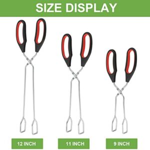 eoocvt 3 Pack Stainless Steel Scissor Tongs, Kitchen Tongs for Cooking Food Tongs BBQ Barbecue Tong Grilling Tongs Bread Food Clamp, 9/11/13 Inch