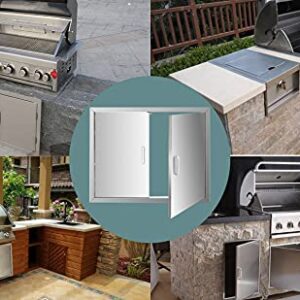 Outdoor Kitchen Doors, 31W x 24H Inch, BBQ Door Stainless Steel Wall Construction Vertical, Outdoor Kitchen Door for BBQ Island, Grilling Station, Outside Cabinet