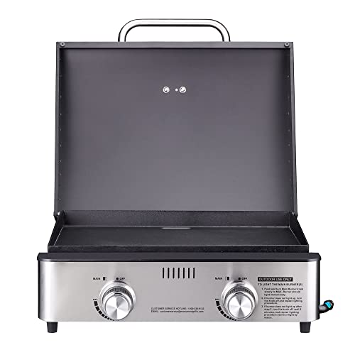 Portable Flat Top Propane Gas Grill and Cover