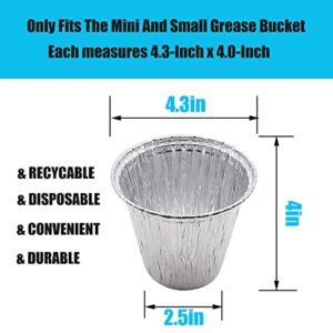 DONSIQIZZ 50 Pack Mini Grease Bucket Liner Compatible with Traeger Ranger, Scout, PTG Grills, Drip Tray Liners for Traeger BAC459 Disposable Foil (4.3" x 4")