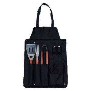 chefs kitchen 82-4308b buddy 7-piece bbq apron and utensil set, black