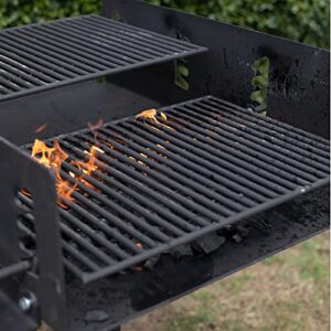 Ash & Ember Group Park-Style Grill, 942 Sq. In Group Charcoal Grill, Dual Grates, Side Shelf, Single Post Outdoor Cooking Backyard BBQ, Camp Grilling Barbecues