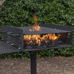 Ash & Ember Group Park-Style Grill, 942 Sq. In Group Charcoal Grill, Dual Grates, Side Shelf, Single Post Outdoor Cooking Backyard BBQ, Camp Grilling Barbecues