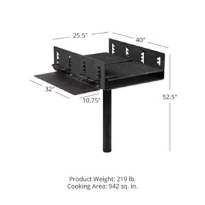 Ash & Ember Group Park-Style Grill, 942 Sq. In Group Charcoal Grill, Dual Grates, Side Shelf, Single Post Outdoor Cooking Backyard BBQ, Camp Grilling Barbecues